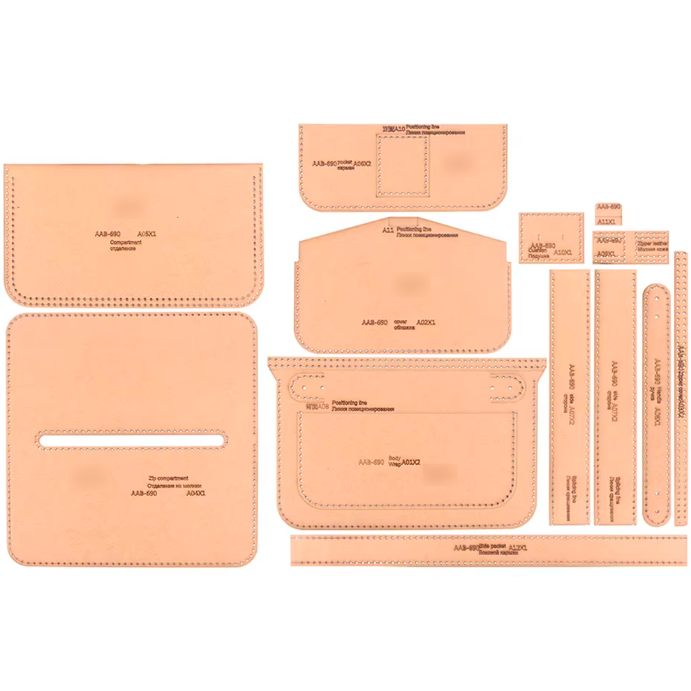 Large clutch bag template – La Tendeta del Cuero