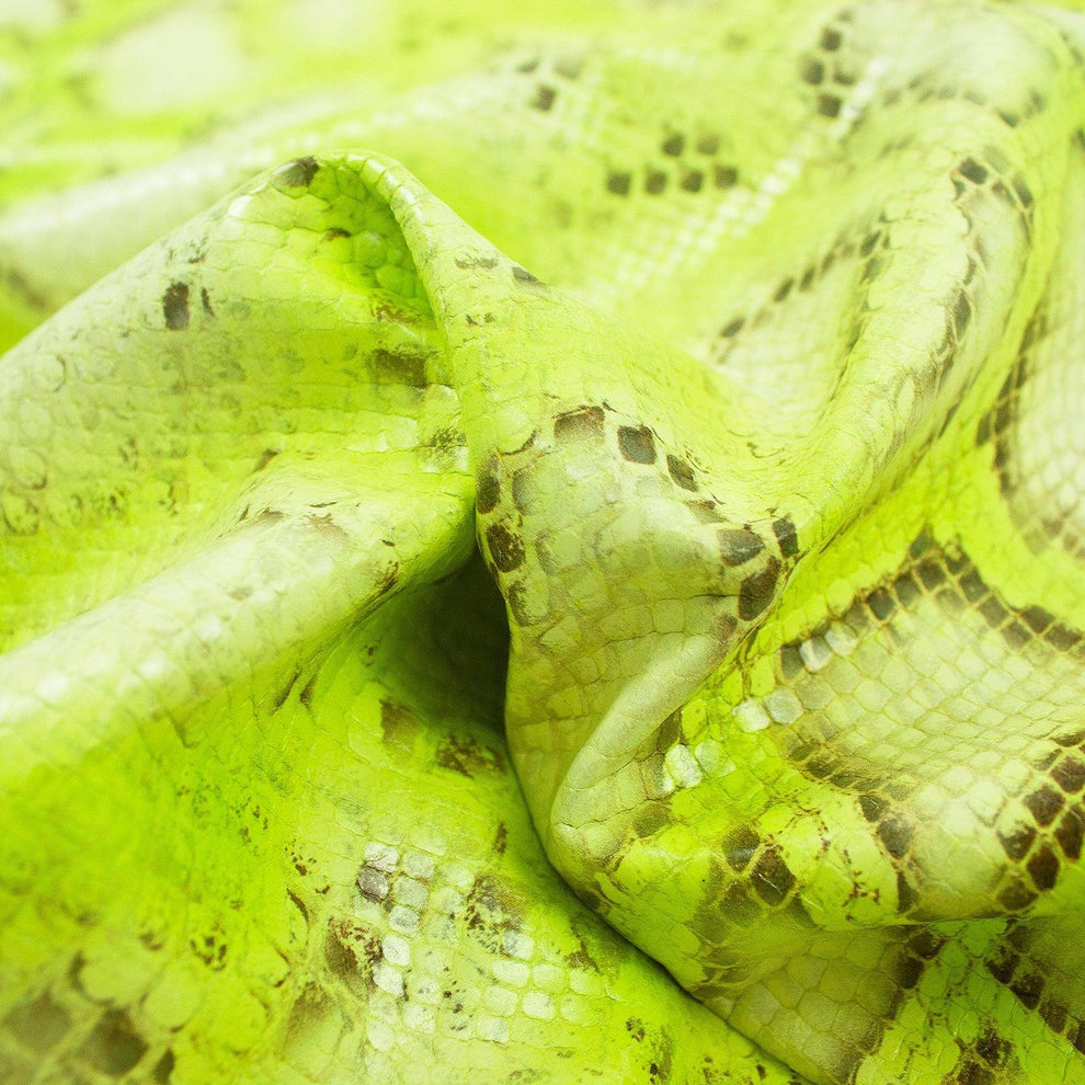 Fluor green python snake engraving skin – La Tendeta del Cuero